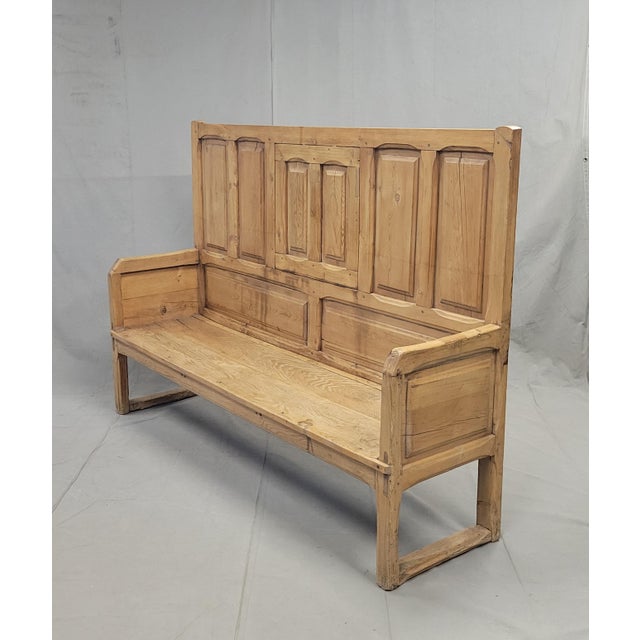 Antique Rustic Pine Long Settle Bench Banquette Seating With Cushion | Chairish