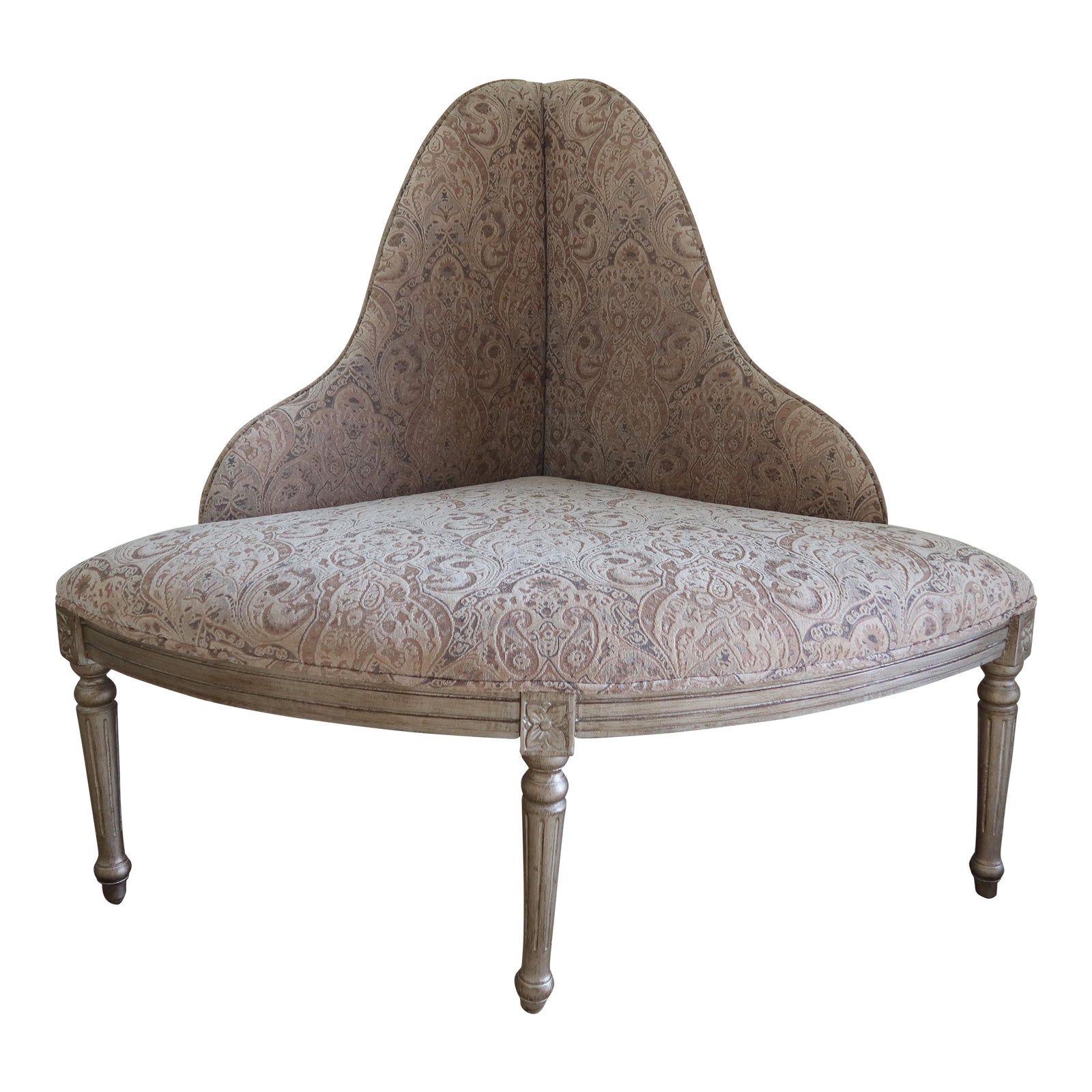 French Louis XVI Upholstered Corner Settee Chair | Chairish