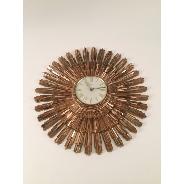 Mid-Century Syroco Sunburst Wall Clock | Chairish