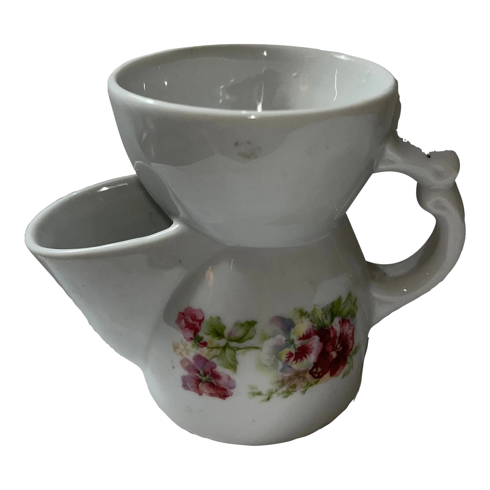 Vintage White Porcelain Tea or Cream Vessel With Floral Decorations ...