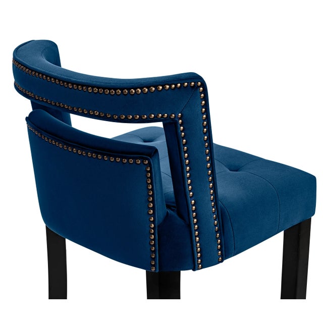 Hart Navy Velvet Counter Stool | Chairish