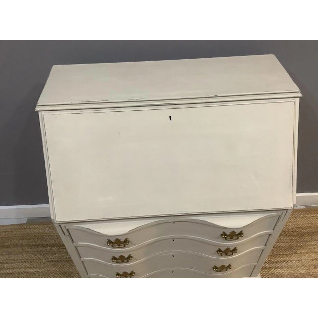 Painted Oyster Off White Vintage Secretary Drop Down 4 Drawers Chest Claw Feet Short Style ...
