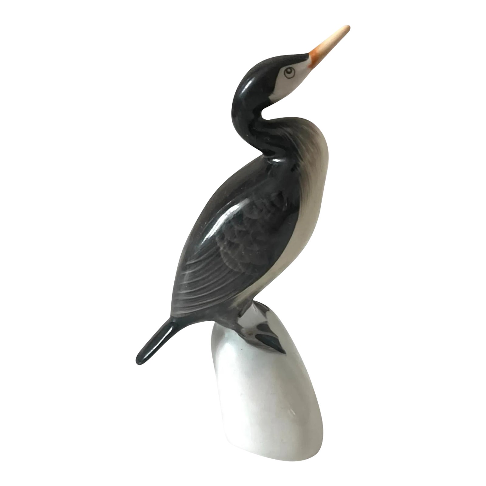 Hand Painted Porcelain Black Cormorant / Shag Bird Figure From Europe ...