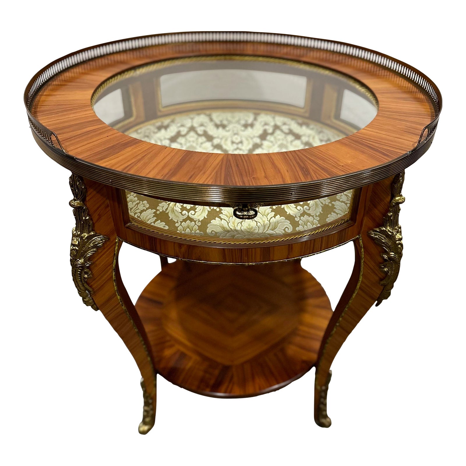 1980s Vintage French Bronze Ormolu Curio Display Table | Chairish