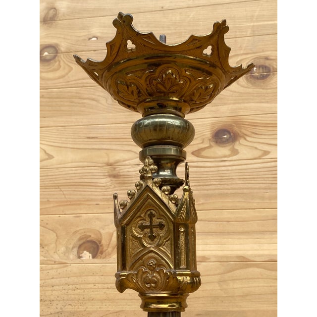 19th Century Antique French Neogothic Altar Torchère Candlestick Set ...