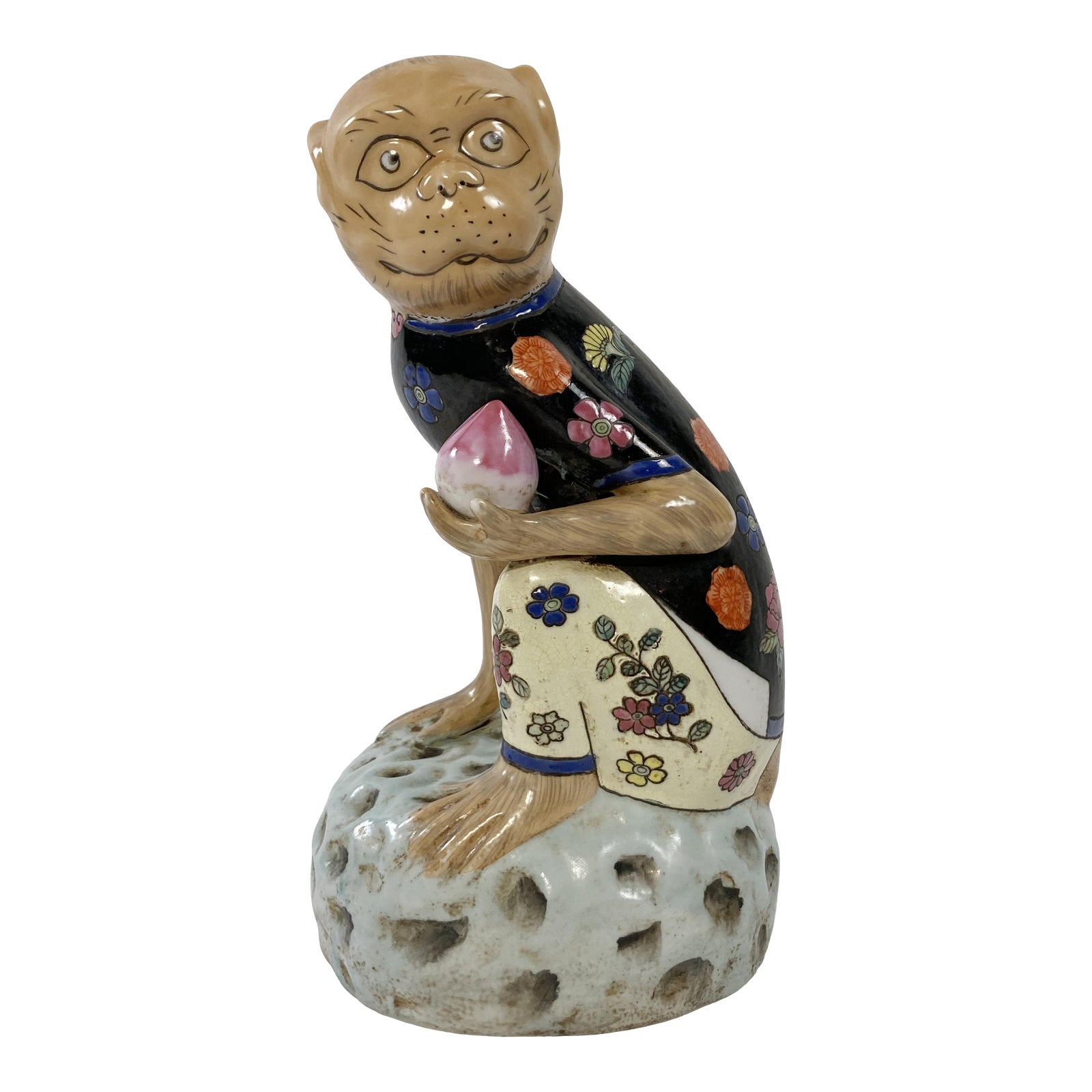 Colorful Vintage Ceramic Monkey Figure | Chairish