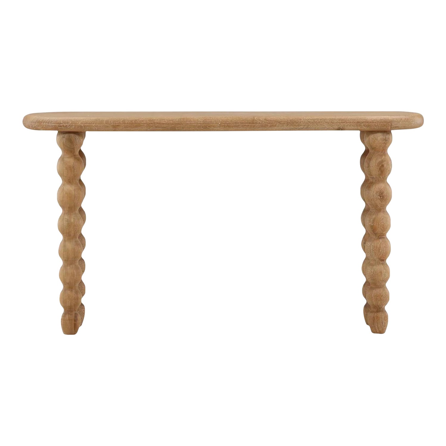 Tulum Rounded Wood Orb Leg Console Table | Chairish