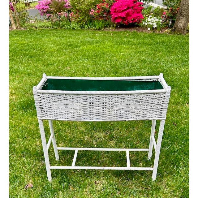 Late 20th Century Willow Tiered Planter Tower & White Wicker French ...