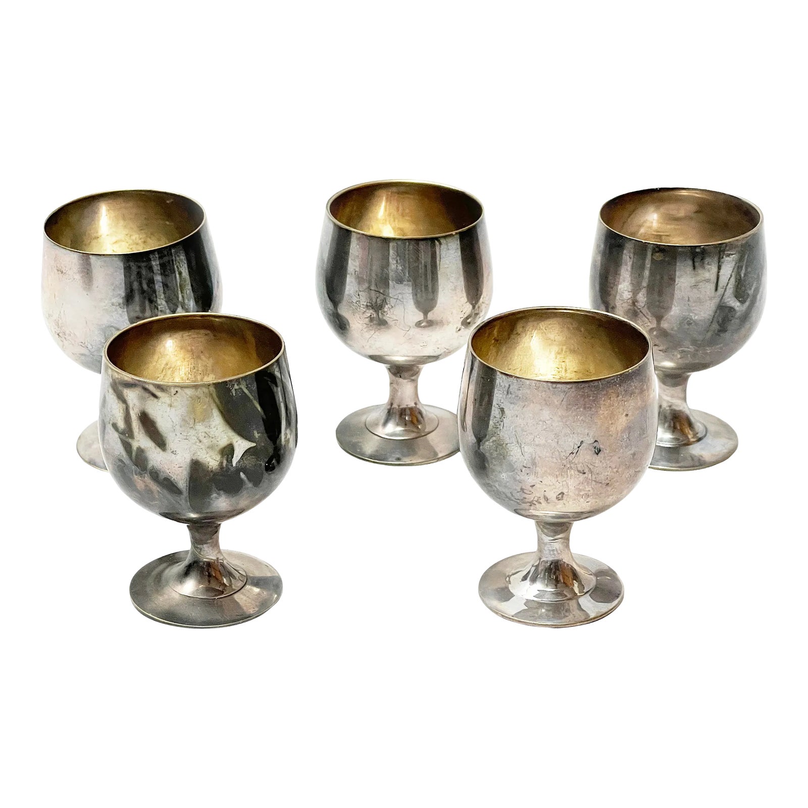 Vintage Mid Century Silver Plated Mini Aperitif Goblet Snifters - 5 ...
