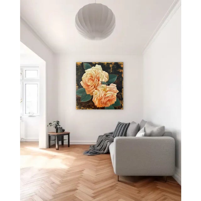 "Flemish Rose Duet" Contemporary Painting | Chairish