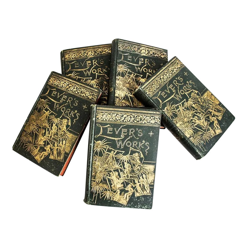 Antiquarian Book Set Lever's Works - Five Volumes | Chairish