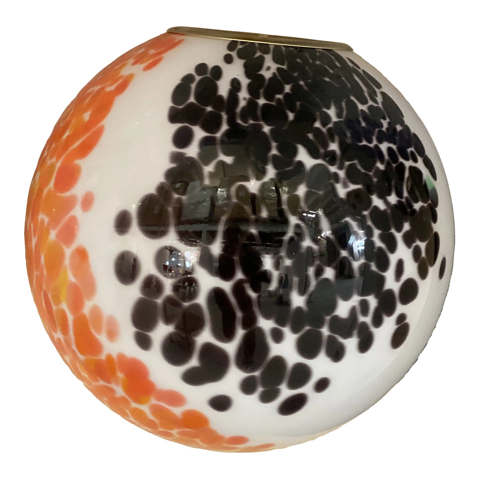Contemporary Amber and Black Murrine Sphere in Murano Glass | Chairish