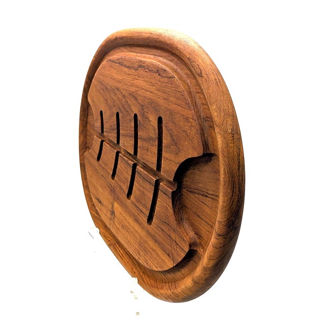 1970s Oval Shaped Teak Wood Carving Board | Chairish