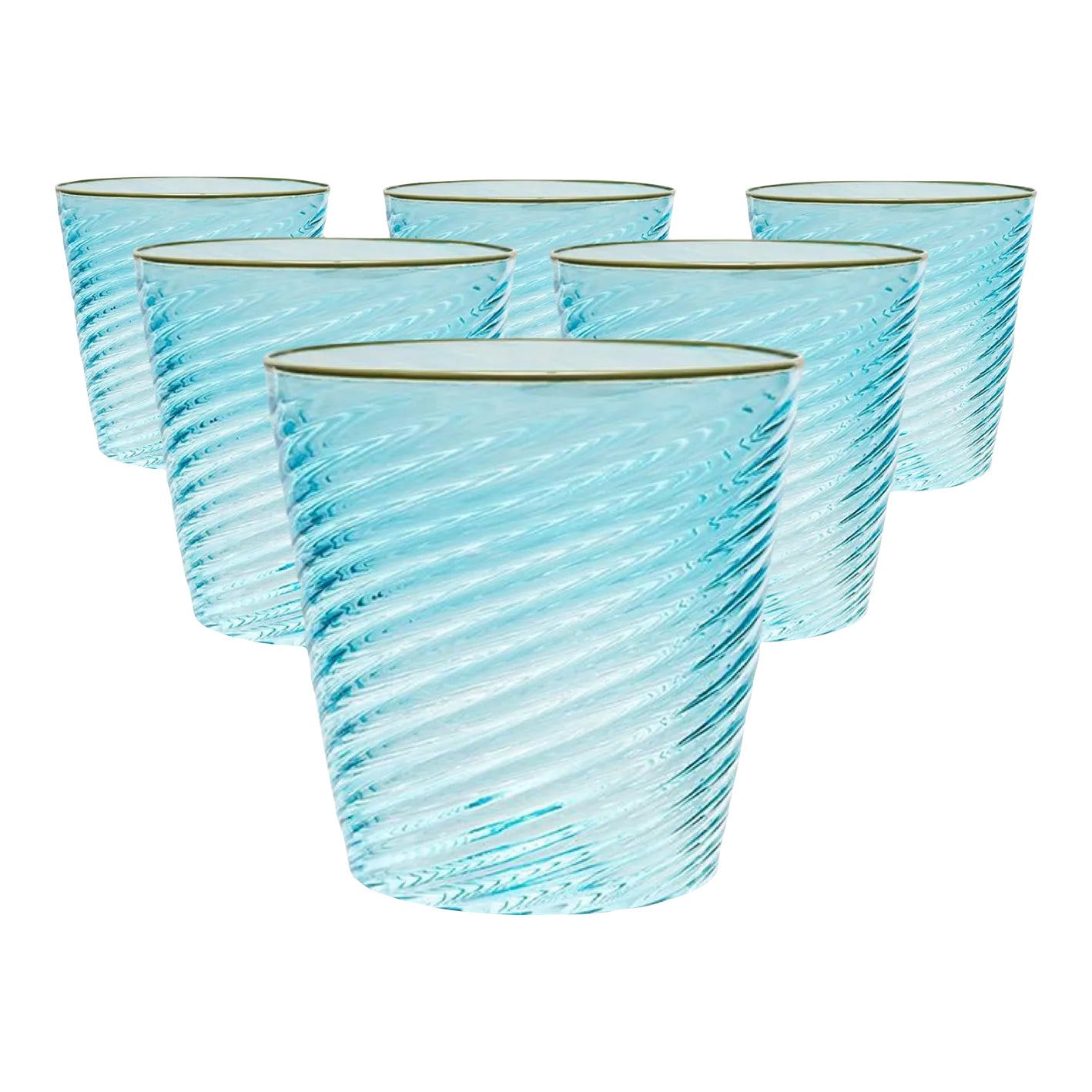 Celerie Kemble Glassware for Chairish Twisty Cups in Capri Blue with ...