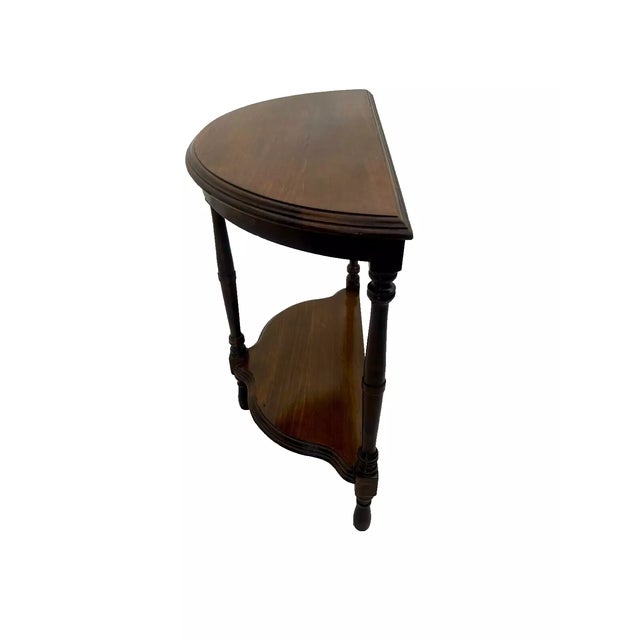 1920s Antique Demilune Console Table With Bottom Shelf Solid Walnut ...