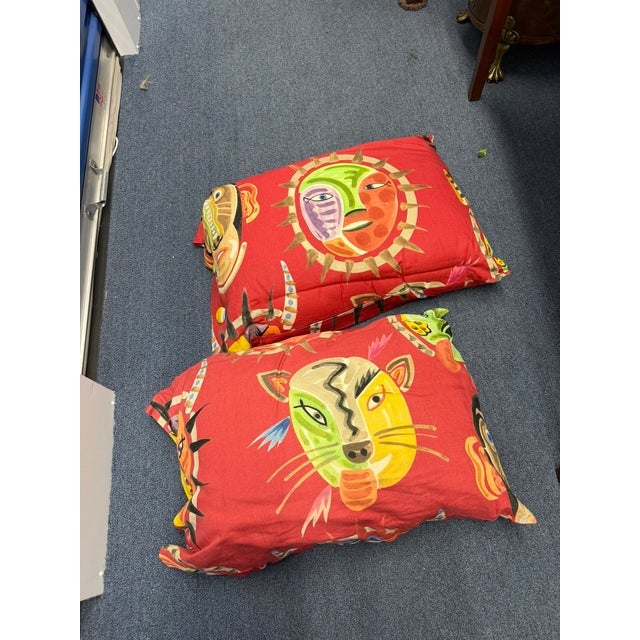 Colorful Linen Pillow Cases Vibrant Abstract Sun & Animal Art Cushions ...