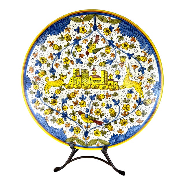 Italian Provincial Deruta Hand Painted Decorative Large Plate | Chairish