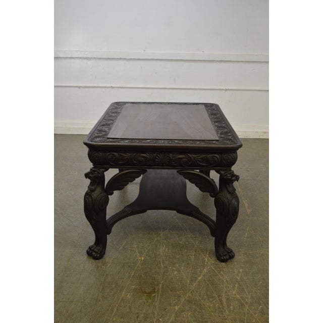 Horner Antique Carved Standing Winged Griffin Library Table Desk | Chairish