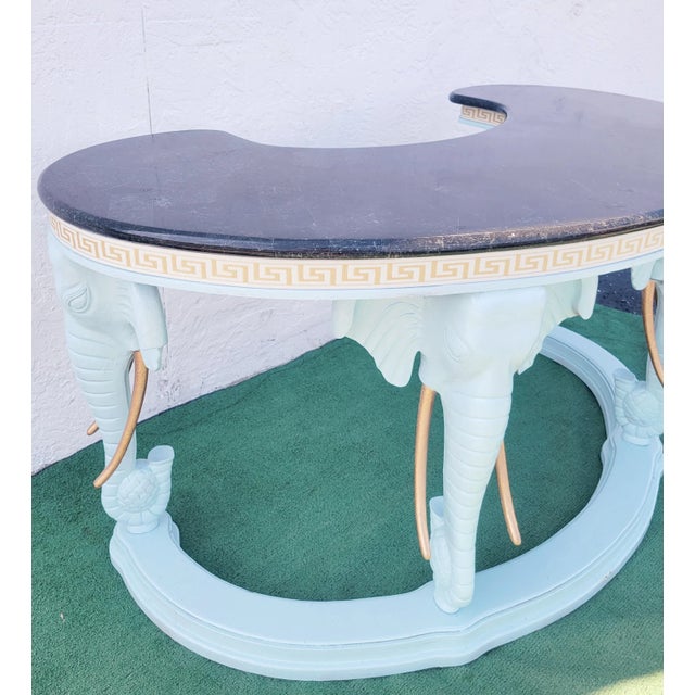 Vintage Gampel Stoll Custom Painted Pale Blue Gold Greek Key Kidney ...