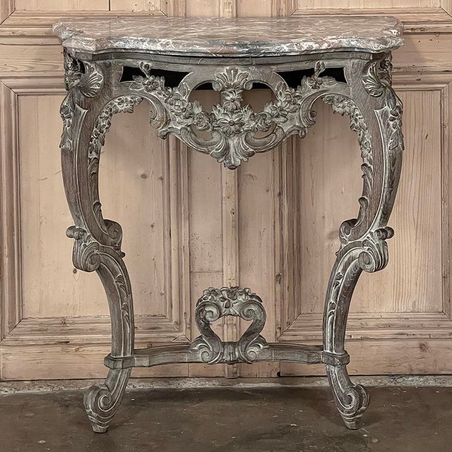 19th Century French Baroque Marble Top Console With Ceruse Finish ...