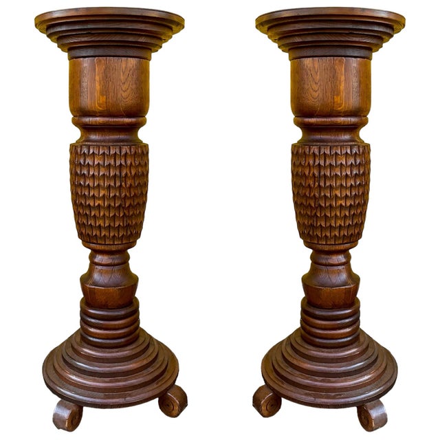 Early 20th-C. British Colonial Style Carved Oak Pineapple Form ...