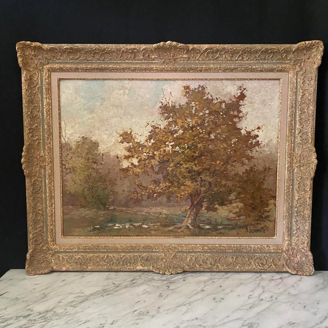 Large French Impressionist Oil Painting Autumn Tree: Listed Artist ...