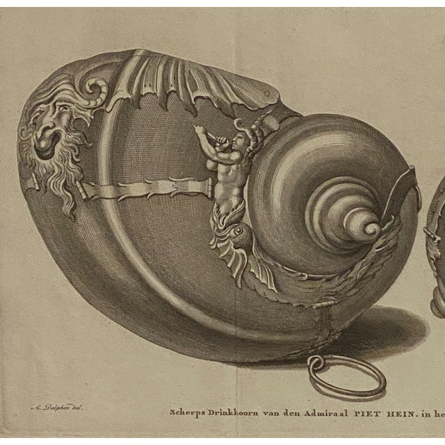 Circa 19th Century Baroque Sea Shell Drinking Cups Engraving | Chairish