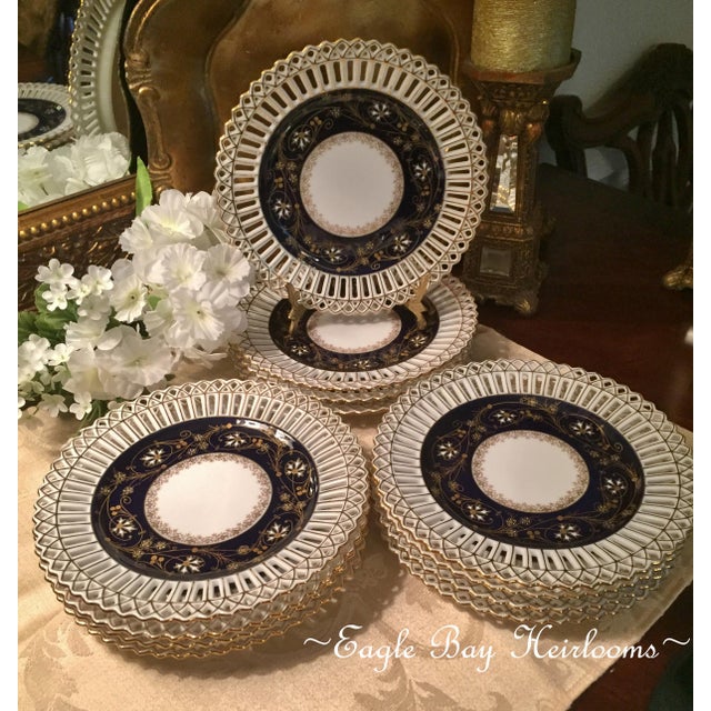 Vintage German Reticulated Gilt Cabinet Dessert Plates | Chairish