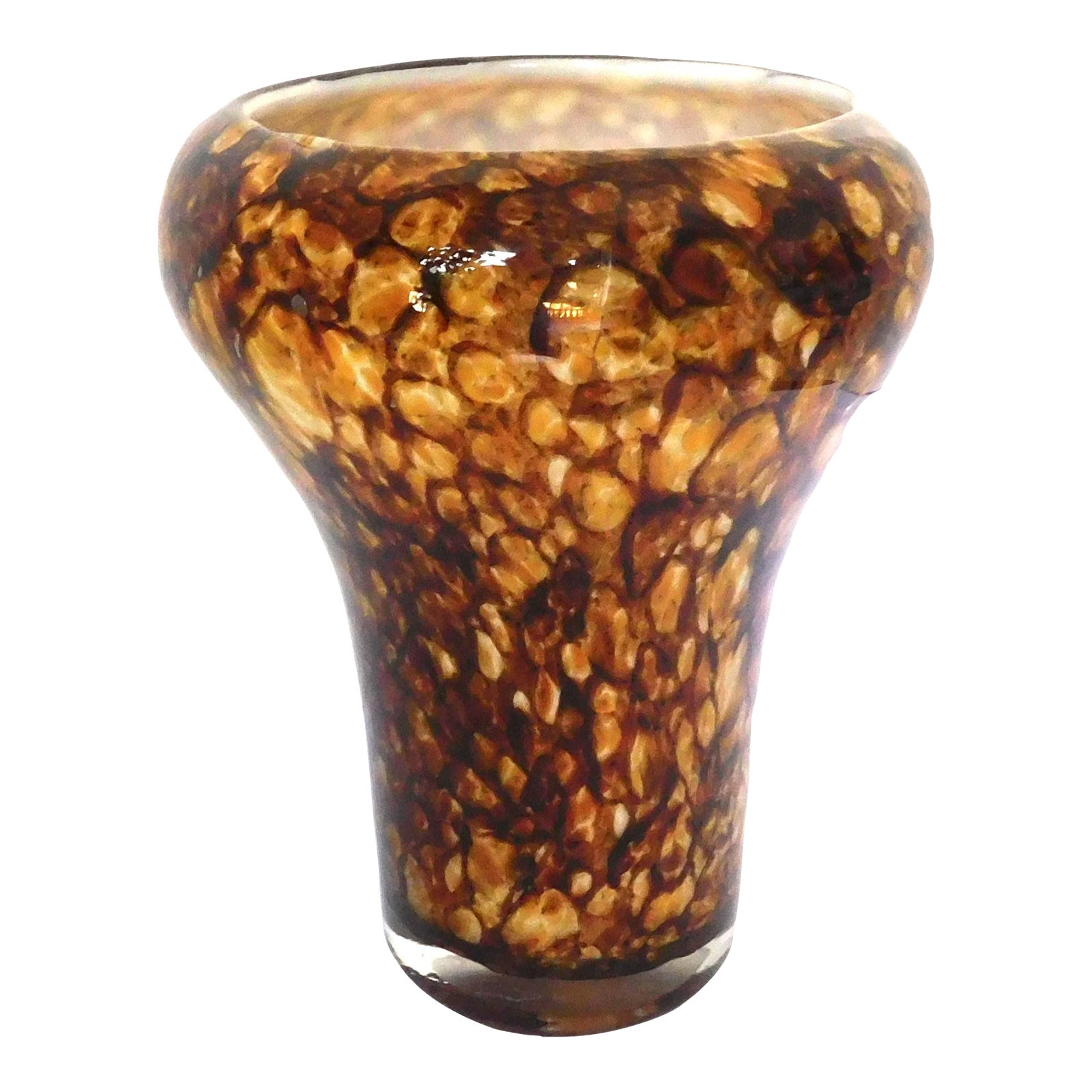Hand Blown Vintage Tortoise Shell Case Glass Vase | Chairish