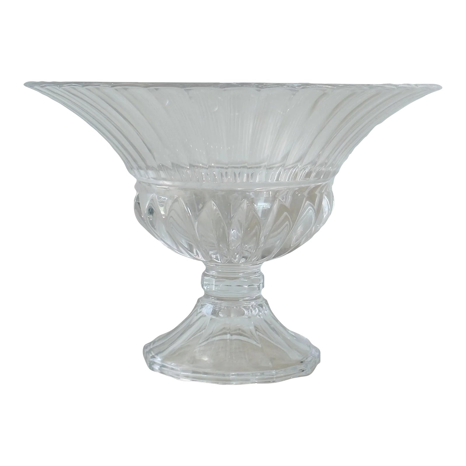 Vintage Crystal Pedestal Bowl With Fluted Brim in Traditional Form ...