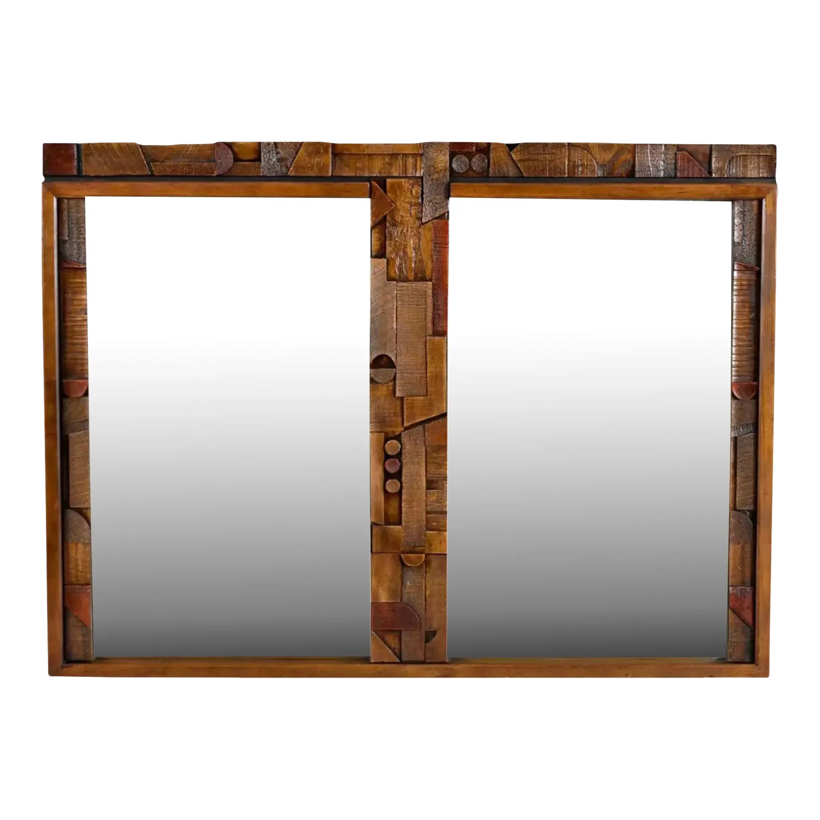 Vintage 1970s Lane Brutalist Double Wall Mirror Geometric Paul Evans ...
