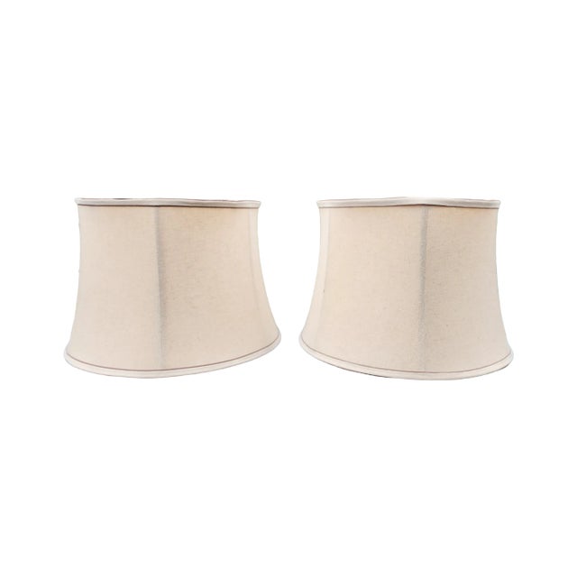 Vintage Traditional Natural Lamp Shades in Cream Trimmed With Brown ...