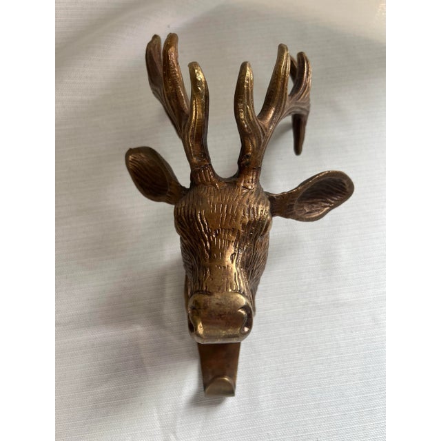 Vintage Brass Stag Head Wall Hook | Chairish
