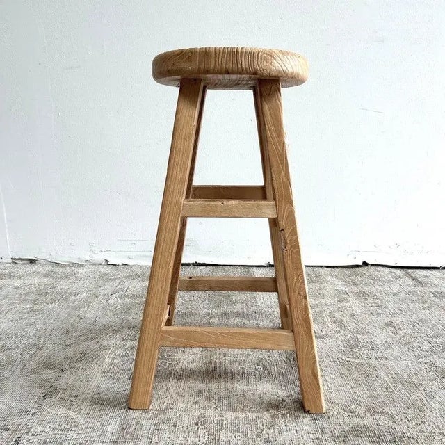 Late 20th Century Reclaimed Elm Wood Custom Made Counter Height Stool ...