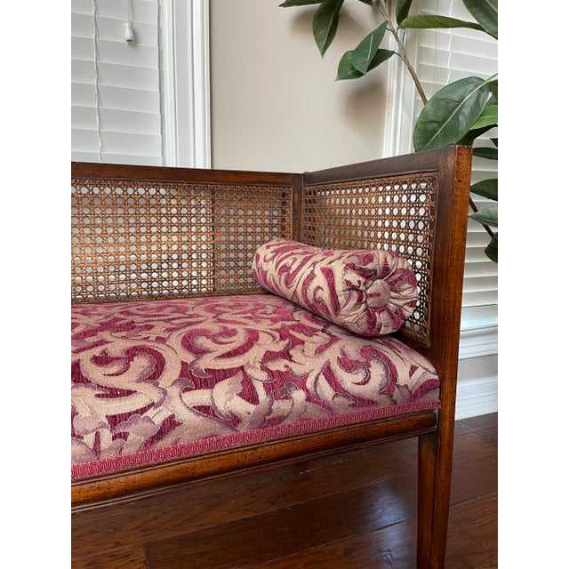 1950s Vintage Mid-Century Modern Cane Back Bench | Chairish