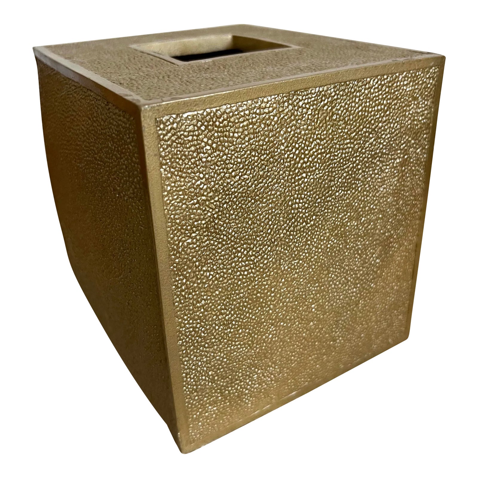 Faux Shagreen Gold Tissue Box Cover | Chairish