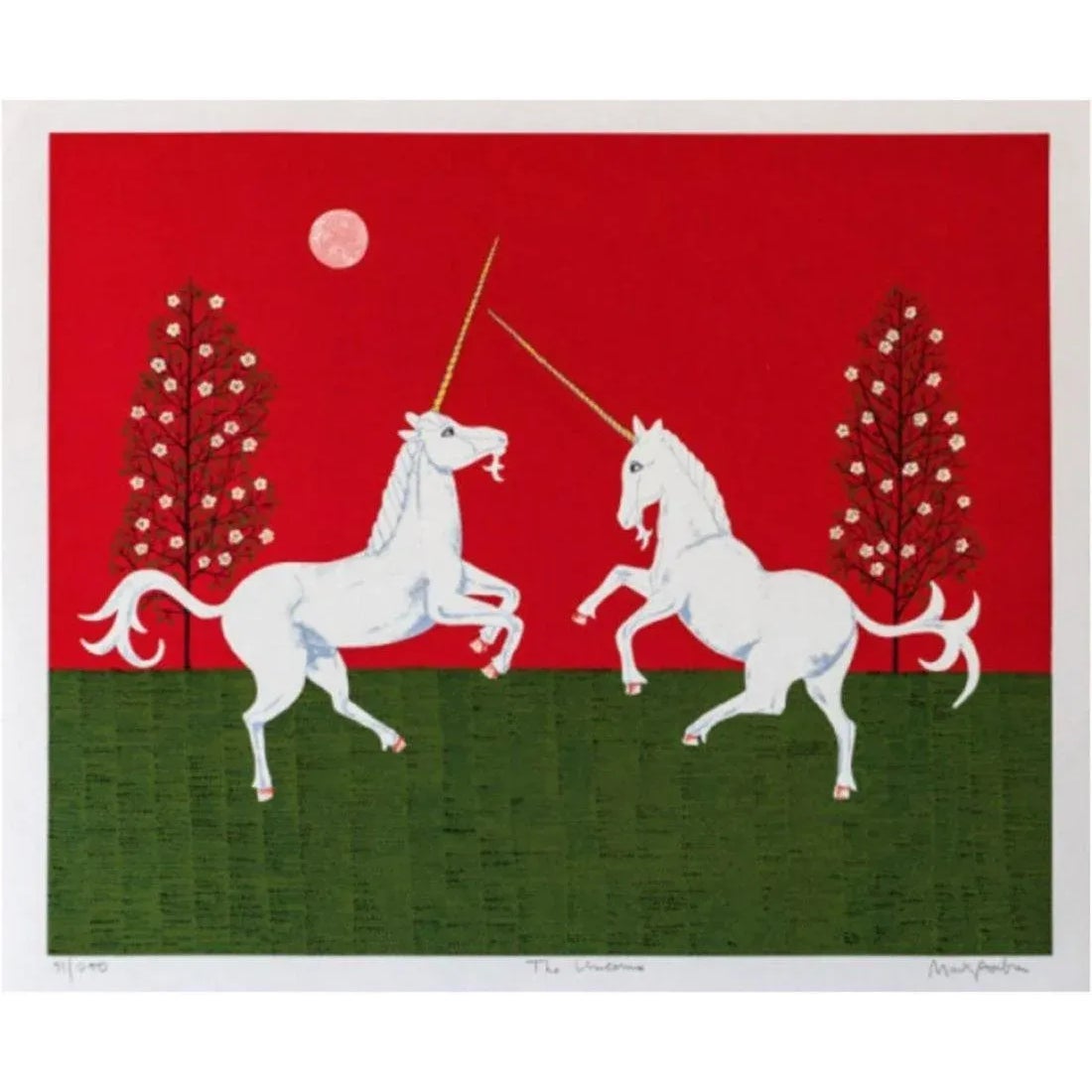 Mark Sabin the Unicorn Hand Signed Numbered Screenprint | Chairish