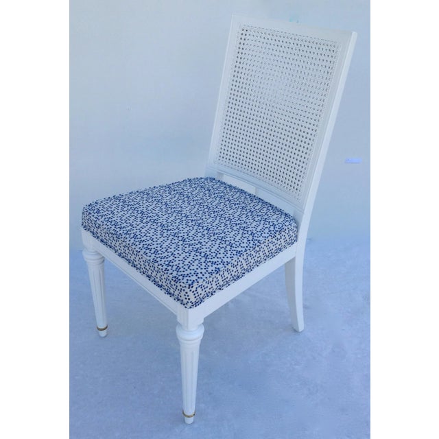 Vintage White Neoclassical Double-Caned, Straight-Back Dining Chairs ...