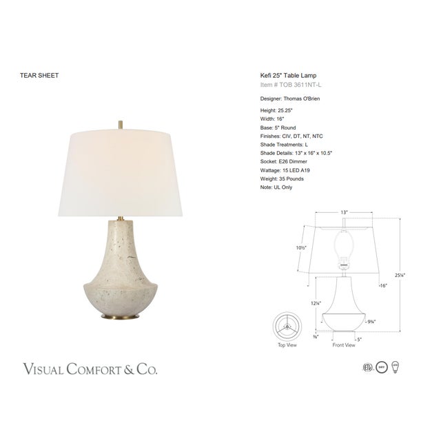 Thomas O'Brien by Visual Comfort Signature Kefi 25" Table Lamp in ...