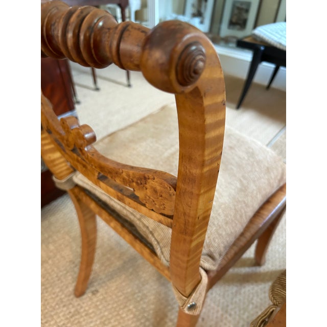 Tiger Maple Antique Side Chairs -A Pair | Chairish