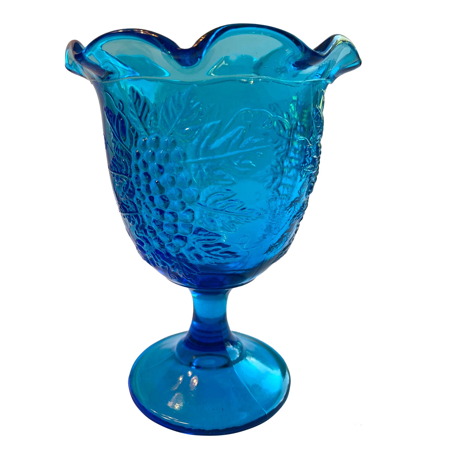Vintage l.e. Smith Blue Compote Dish | Chairish