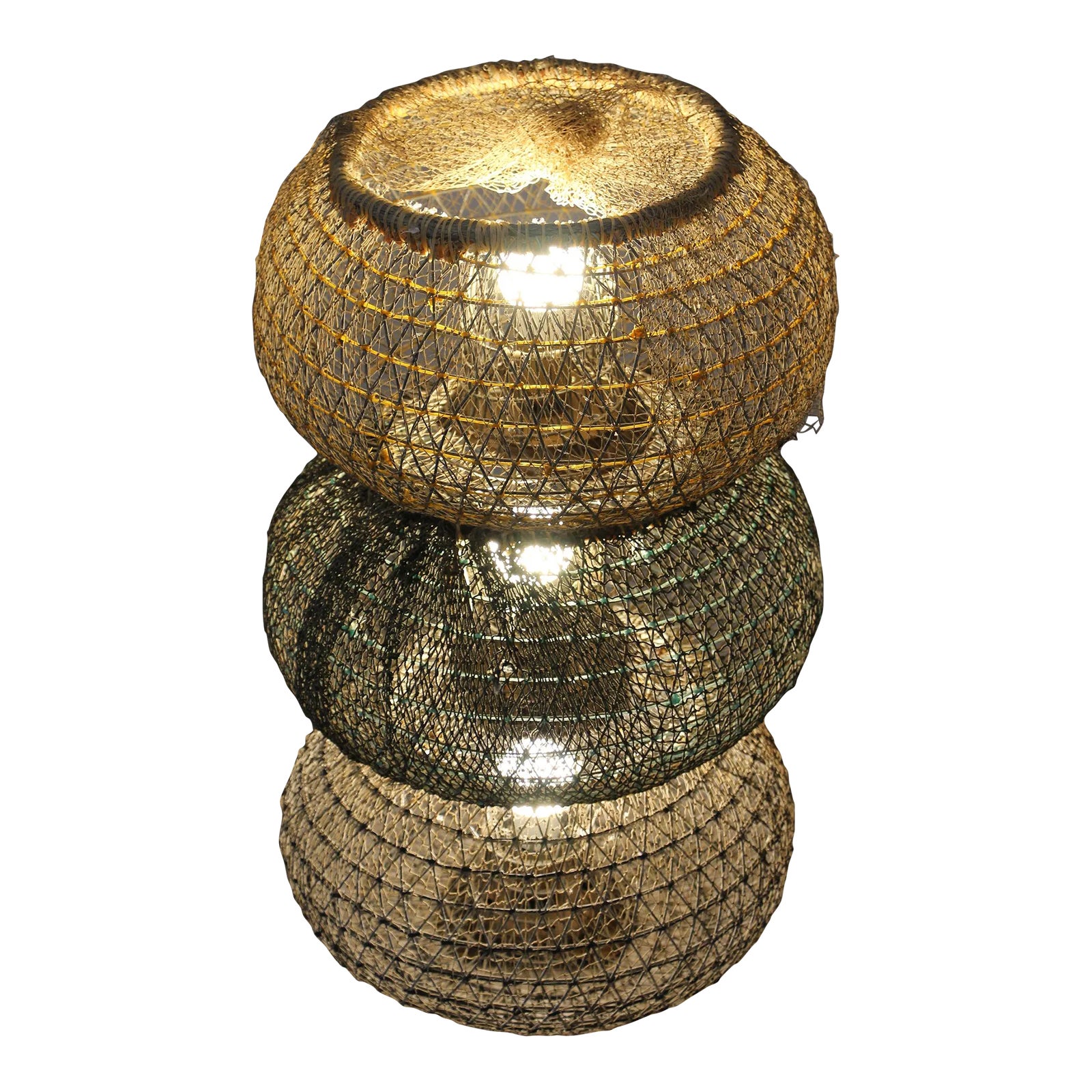 1940s Portuguese Lobster Traps Converted Into Lamps, Set of Three (3 ...