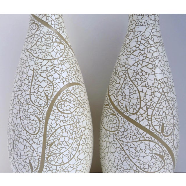 Eggshell Mosaic Ceramic Vases - a Pair | Chairish