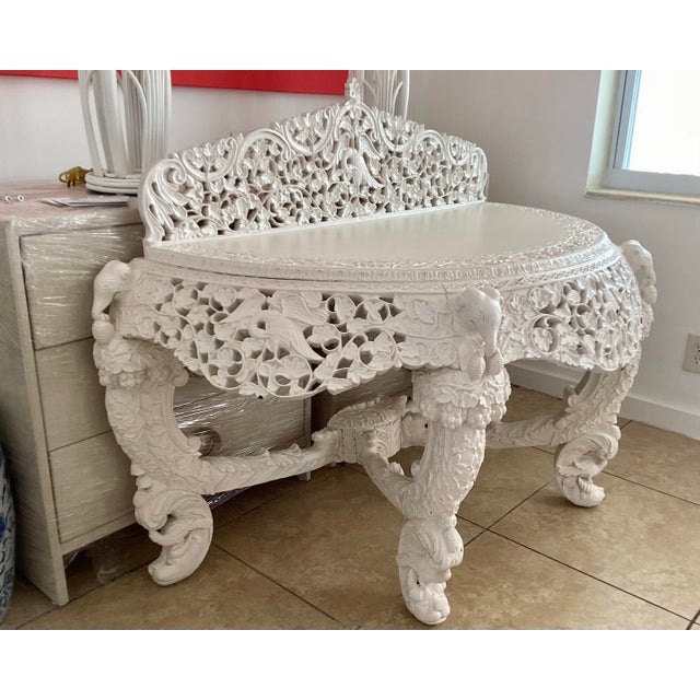 Anglo Indian Console Table in Ivory Lacquer | Chairish