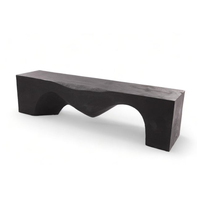 71" Inch Long Modern Black Sculpture Bench - 2 | Chairish