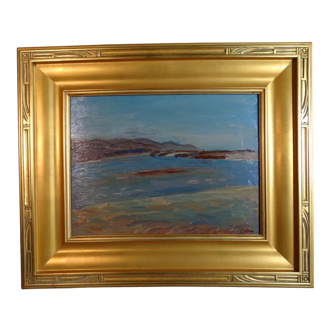 1940s Coastal Bay Landscape Oil Painting by Anders Aldrin, Framed | Chairish