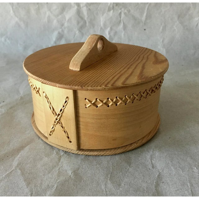 1990s Traditional Swedish Svepask Folk Art Bent Wood Box | Chairish