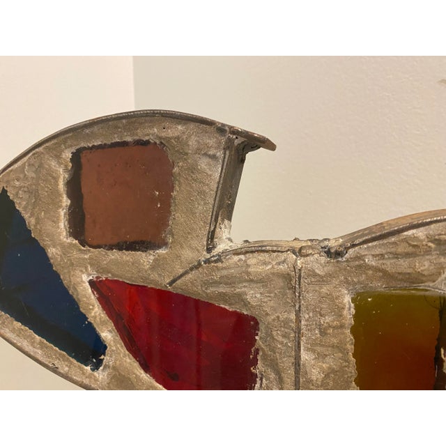 Mid 20th Century Modern Abstract Steel and Color Glass Sculpture by ...