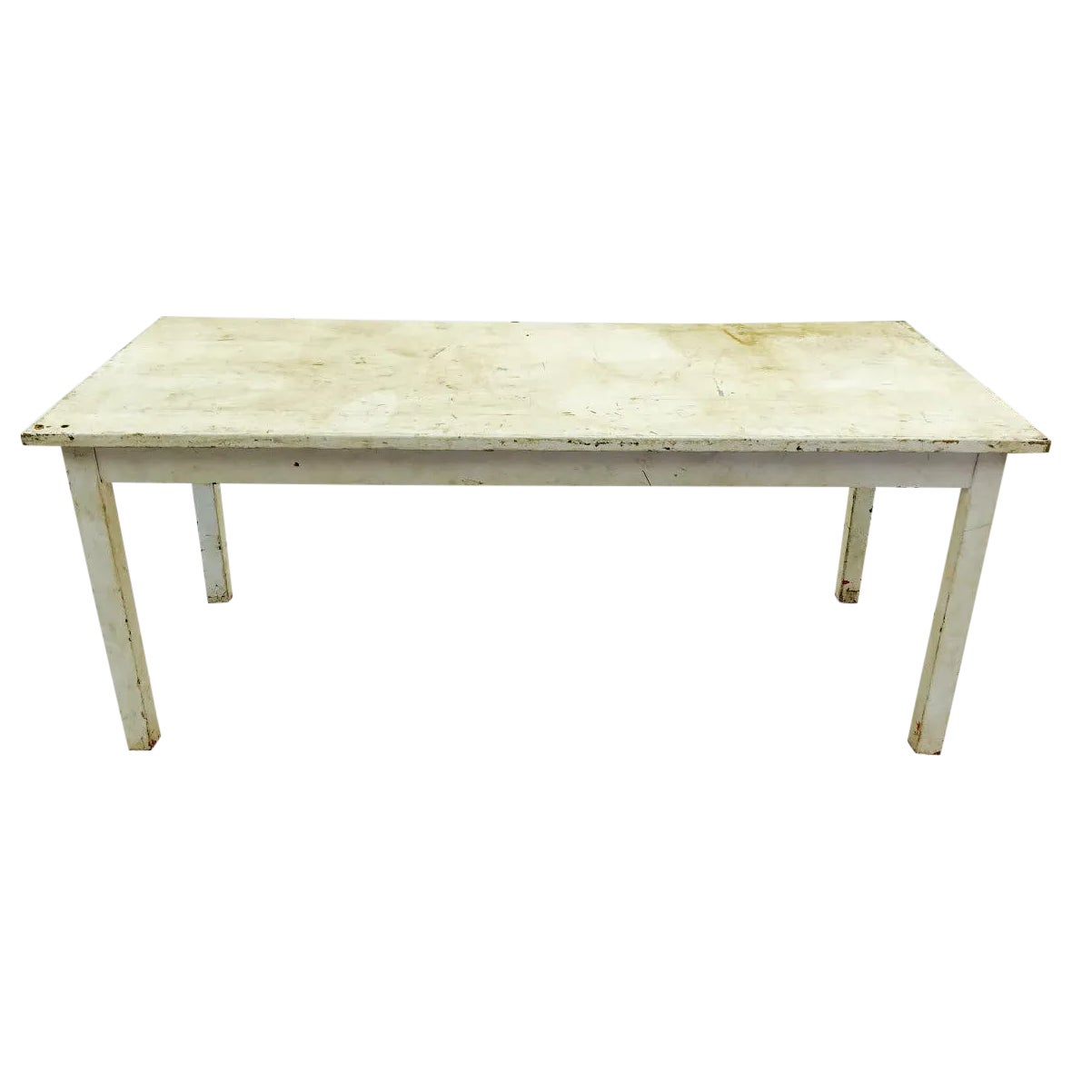 Vintage & Rustic White Wooden Factory Table | Chairish