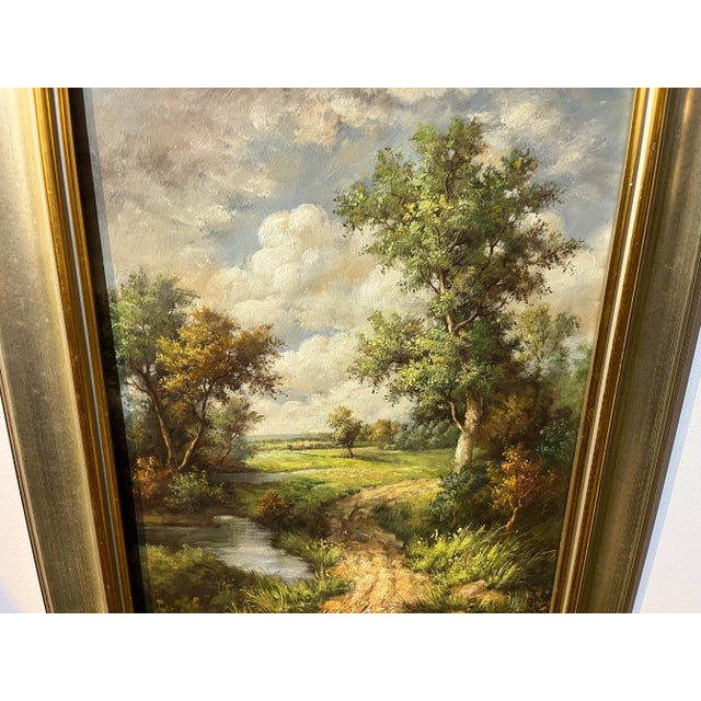 1960s Landscape Oil on Board Painting of a Creek in the Country ...